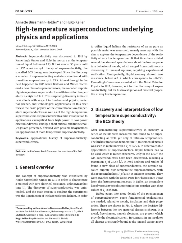 High-Temperature Superconductors: Underlying Physics and Applications ...