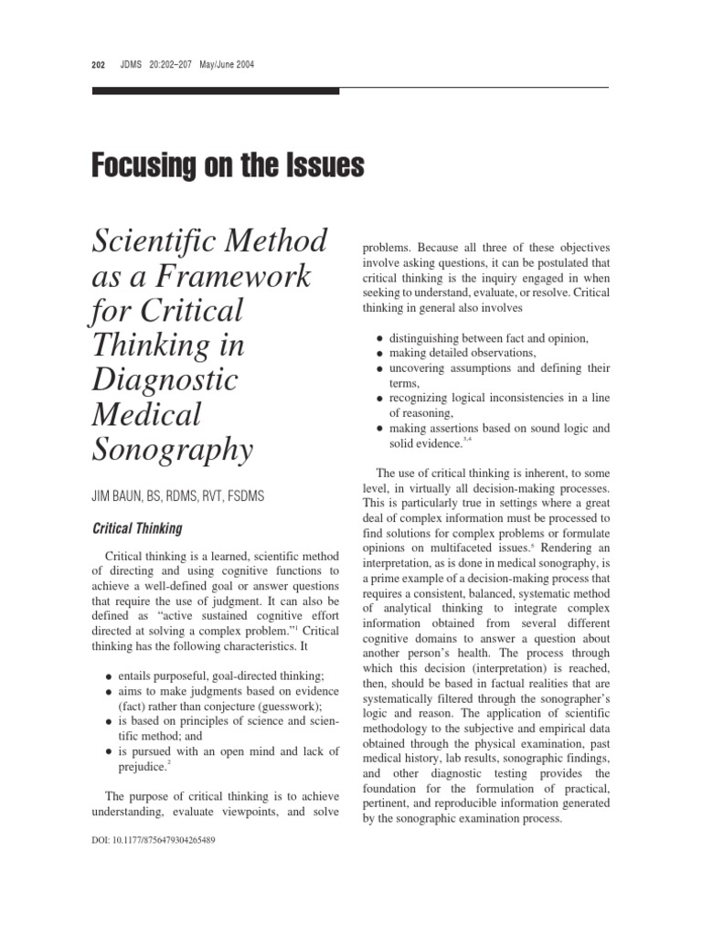 Focusing On The Issues: Scientific Method As A Framework For Critical ...