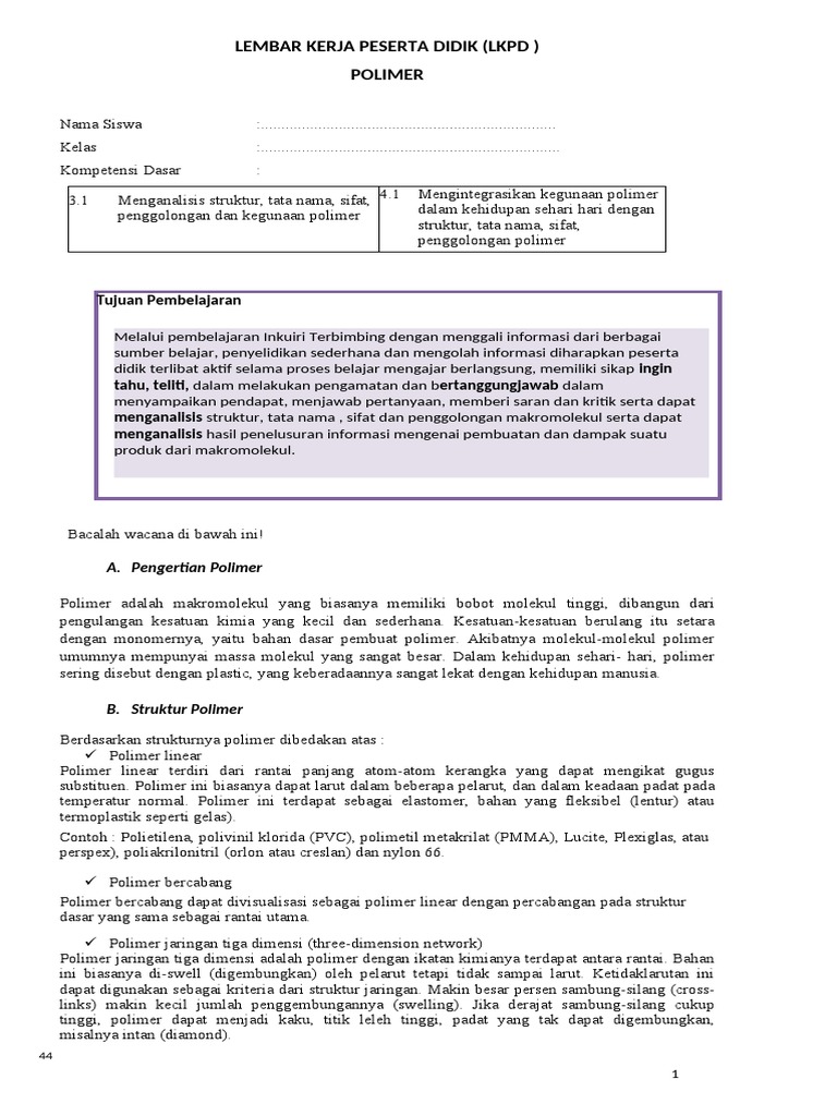 LKPD Polimer | PDF