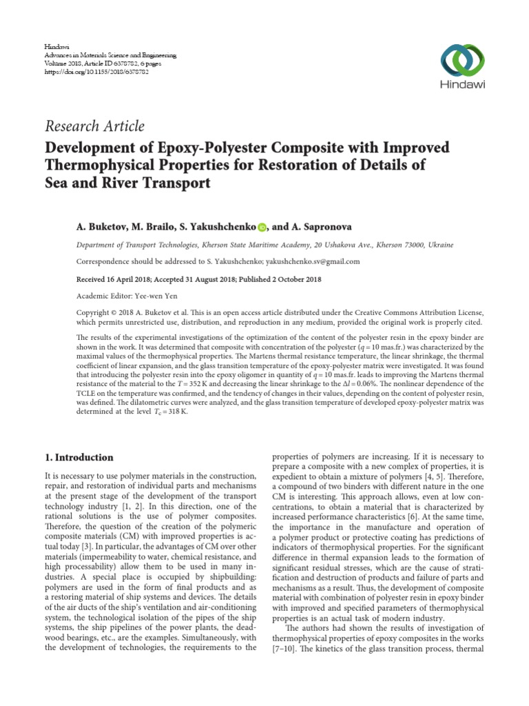 Development of Epoxy-Polyester Composite With Improved Thermophysical ...