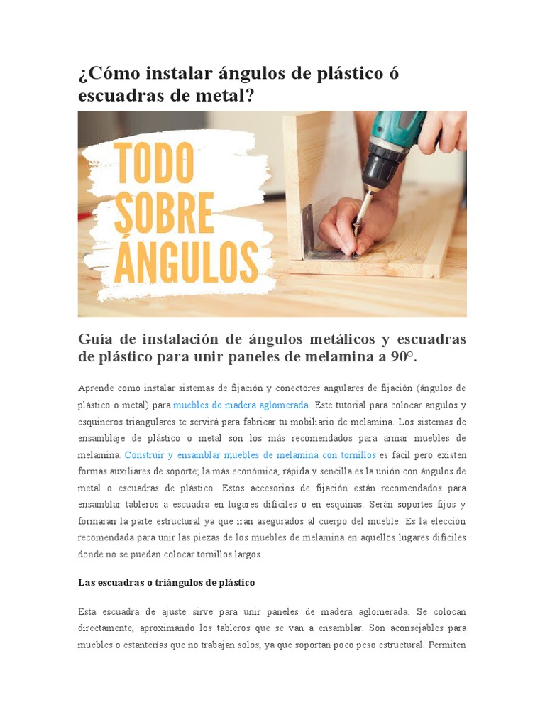 Guía paso a paso para instalar ángulos de plástico y escuadras de metal ...