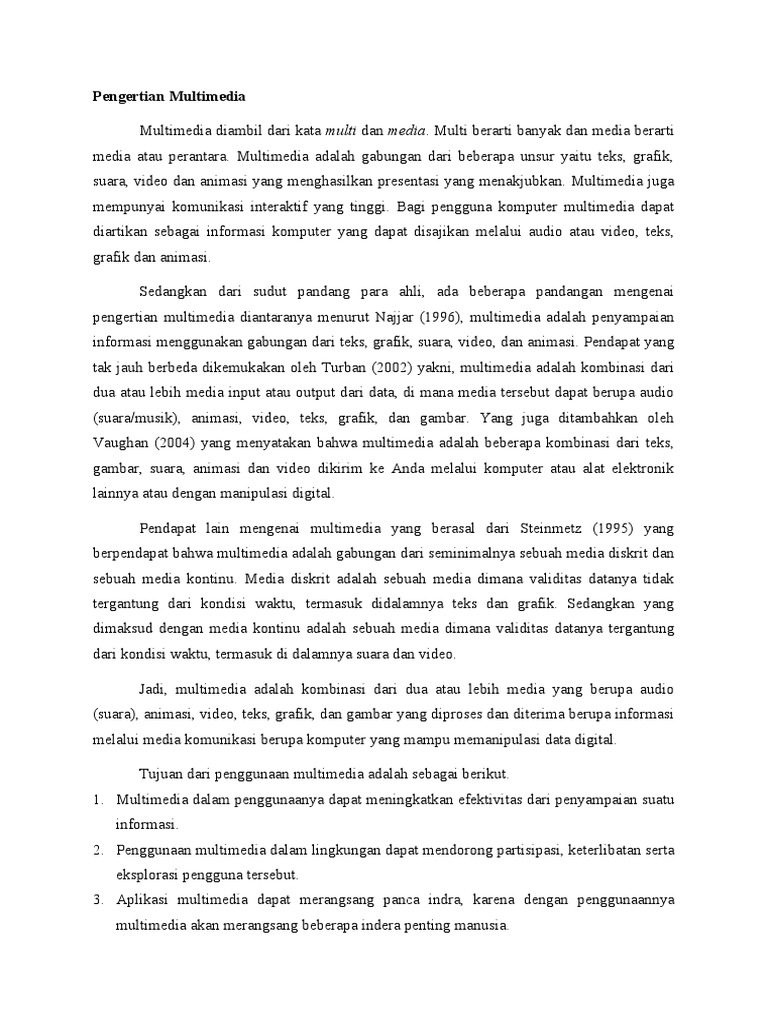 Pengertian Multimedia | PDF