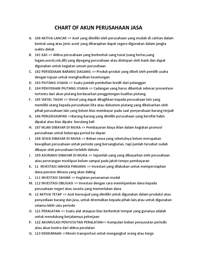 Chart of Akun Perusahaan Jasa | PDF