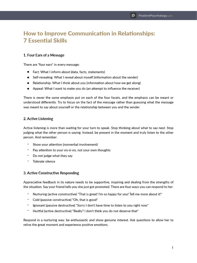 How To Improve Communication in Relationships 7 Essential Skills | PDF ...