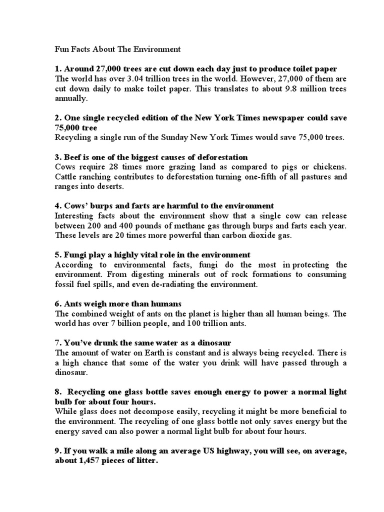 Fun Facts About The Environment | PDF