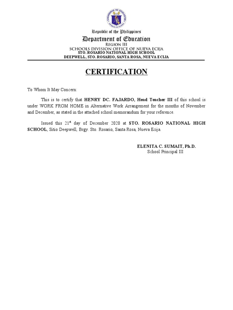 Certification of Load Allowance | PDF