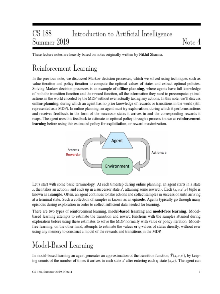 CS 188 Introduction To Artificial Intelligence Summer 2019 Note 4 | PDF | Cognition | Mathematics