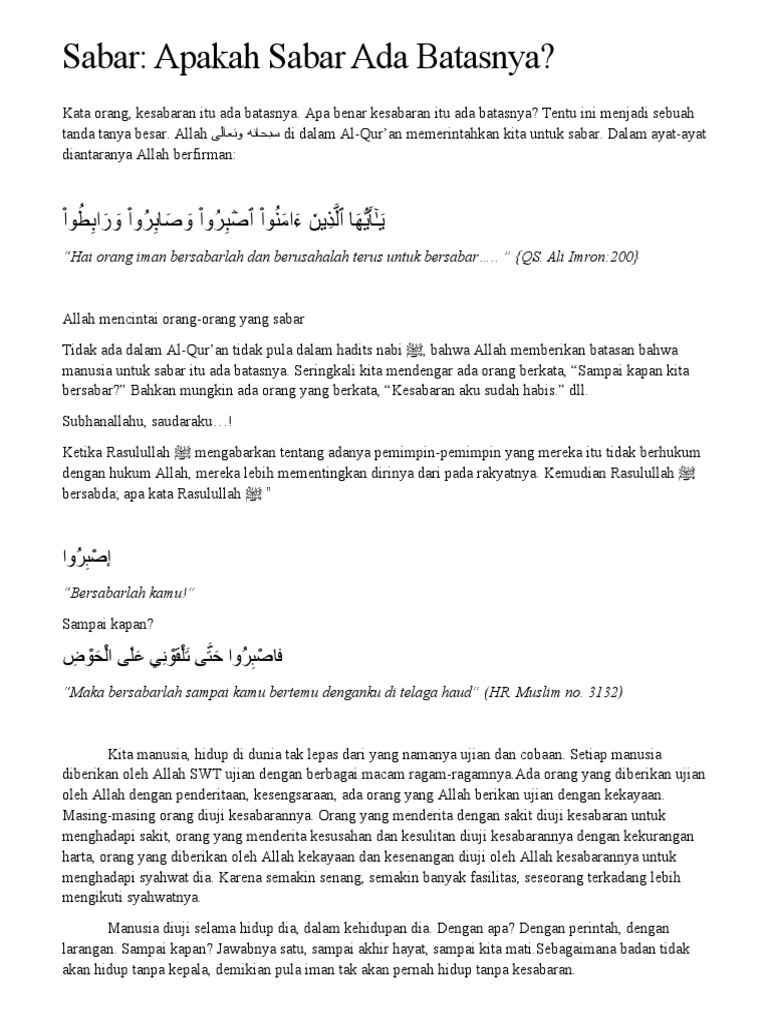 Pidato Sabar 3 Bahasa | PDF