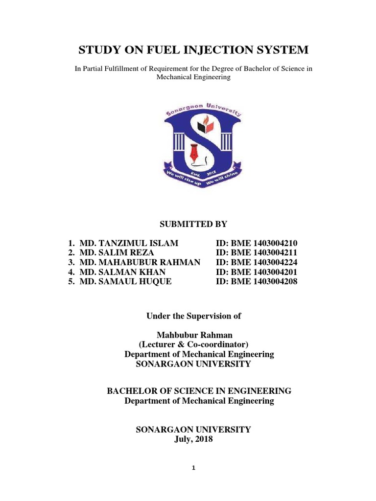 Study On Fuel Injection System | PDF | Fuel Injection | Internal ...