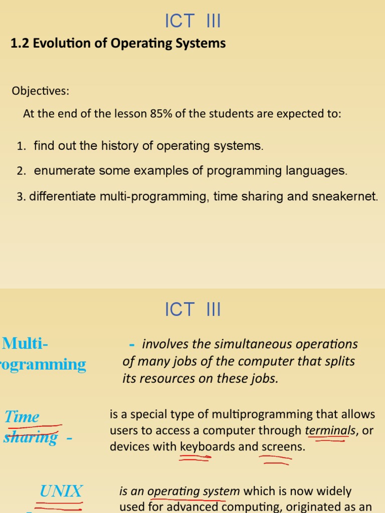 Lesson 1.2 (Evolution of Operating Systems) | PDF | Operating System ...