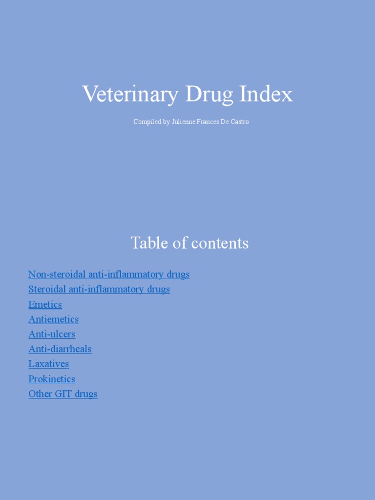 Veterinary Drug Index | PDF | Glucocorticoid | Nonsteroidal Anti ...