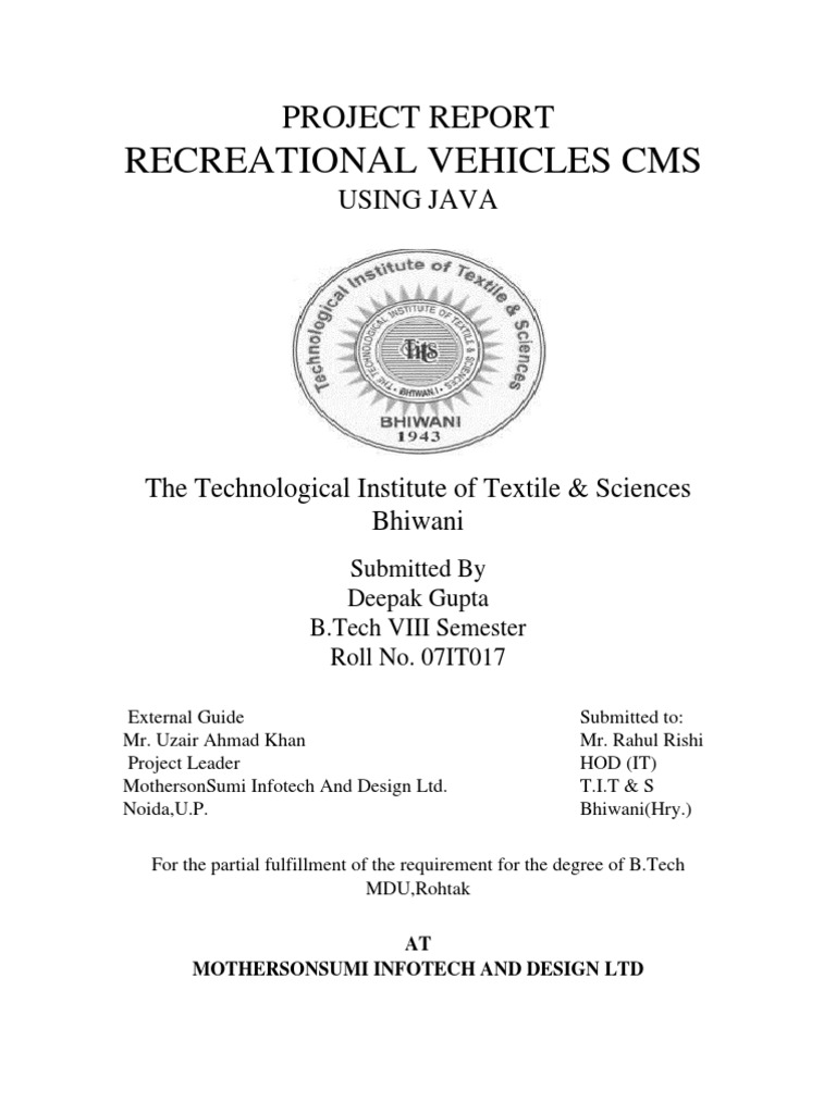 Project Report Front Page | PDF