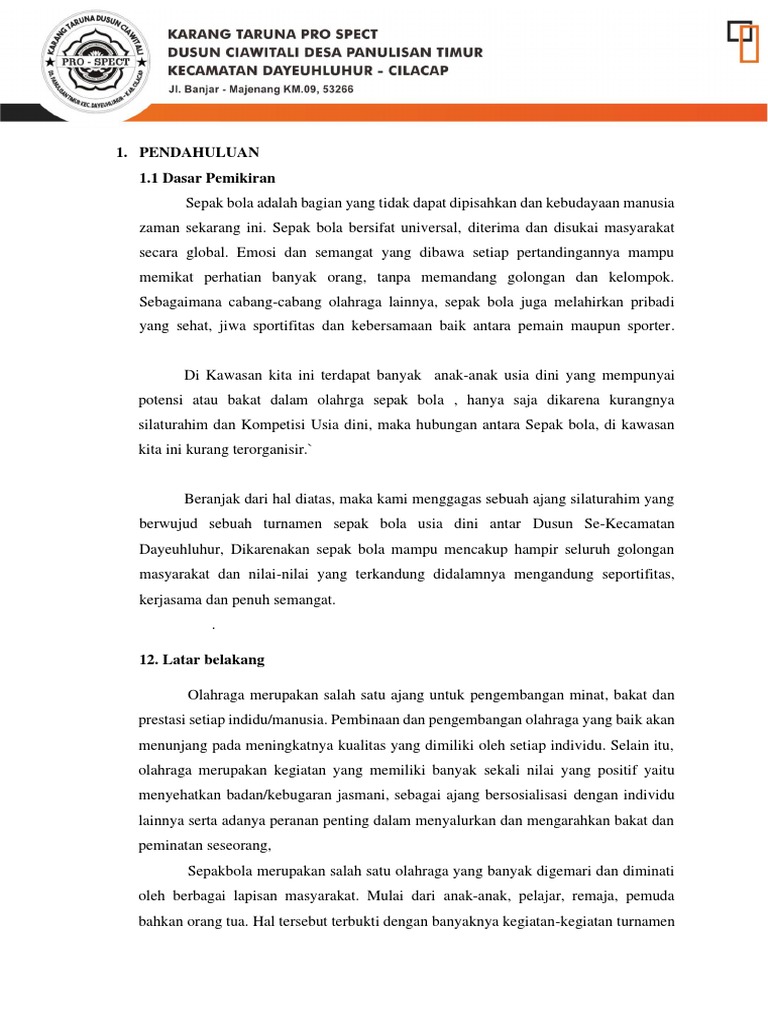 Turnamen Sepakbola Usia Dini KU-12 | PDF