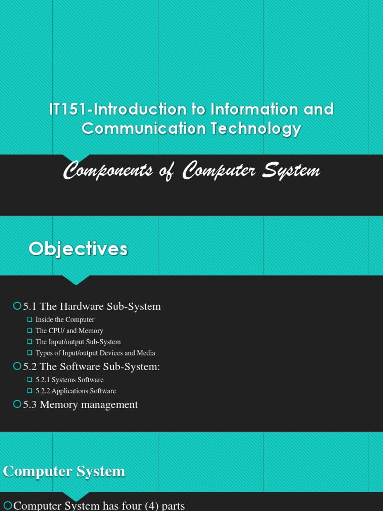 Components of Computer System | PDF | Computer Data Storage | Computer Hardware