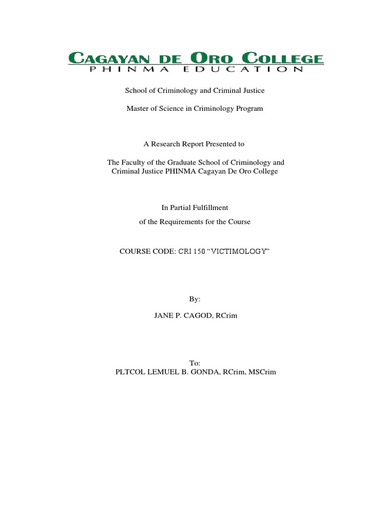 CRI150 Types of Victims of Crime | PDF | Victimology | Theory