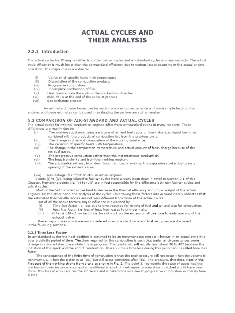 Actual Cycles | PDF | Internal Combustion Engine | Combustion