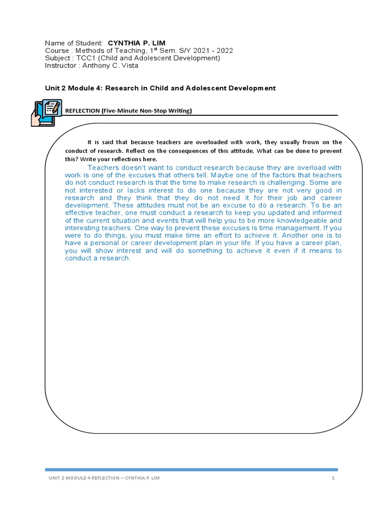 Reflection Unit 2 Module 4 - Cynthia P. Lim | PDF