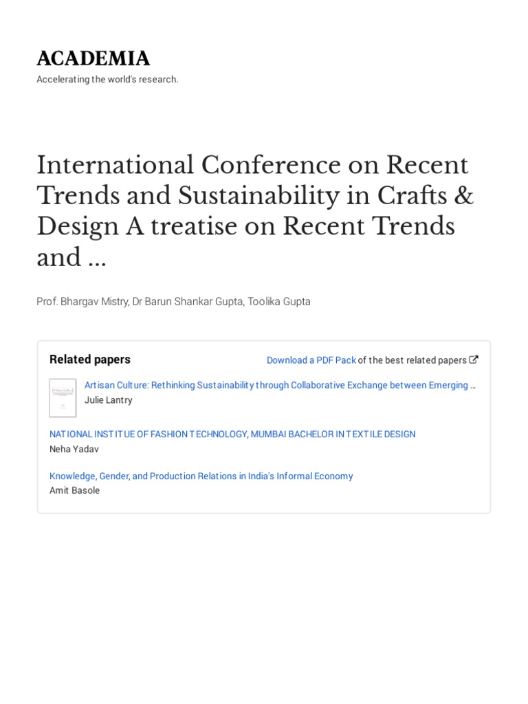 Final Draft A Treatise On Recent Trends and Sustainability in Crafts ...
