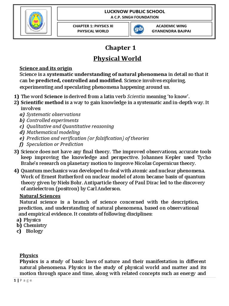 Notes Chapter 1 | PDF | Physics | Nuclear Physics