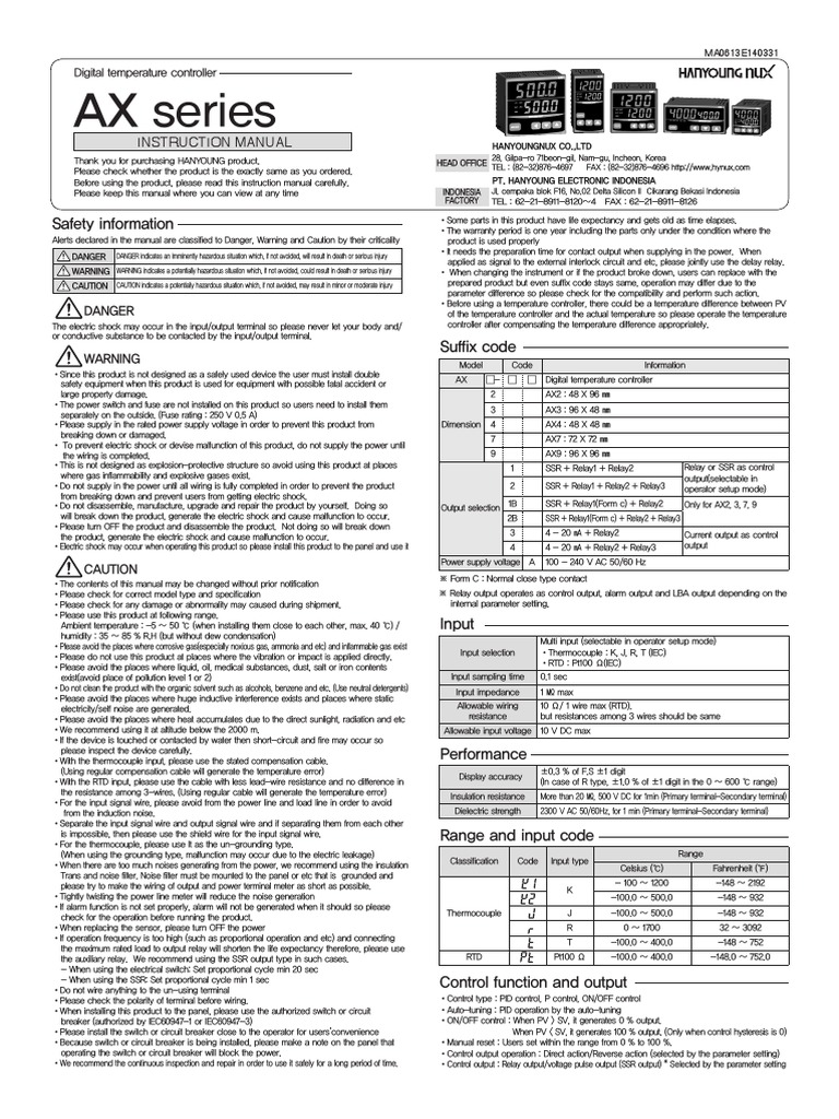 AX Series Manual Book | PDF | Power Supply | Relay
