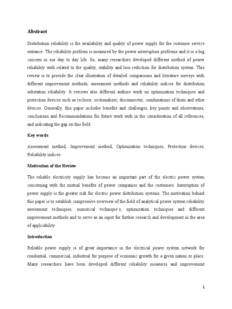 Paper Review | PDF | Reliability Engineering | Electrical Substation