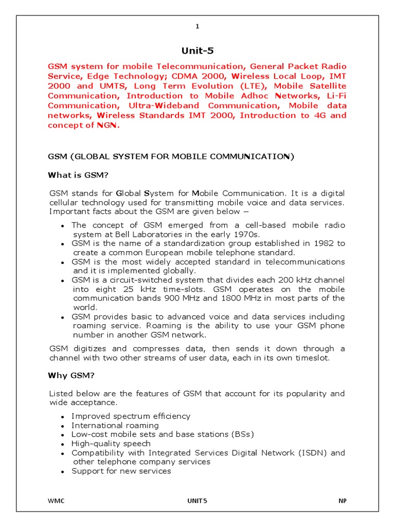 GSM, GPRS, CDMA2000, WLL, and Wireless Standards Explained | PDF ...