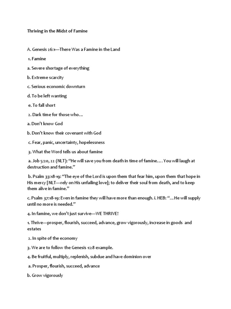 Thriving in The Midst of Famine | PDF | Isaac | Book Of Genesis
