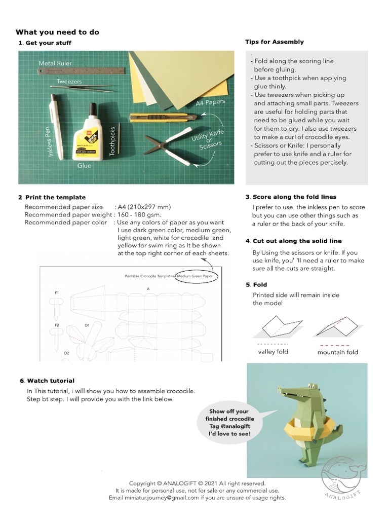 Crocodile Guideline and Printable Template | PDF
