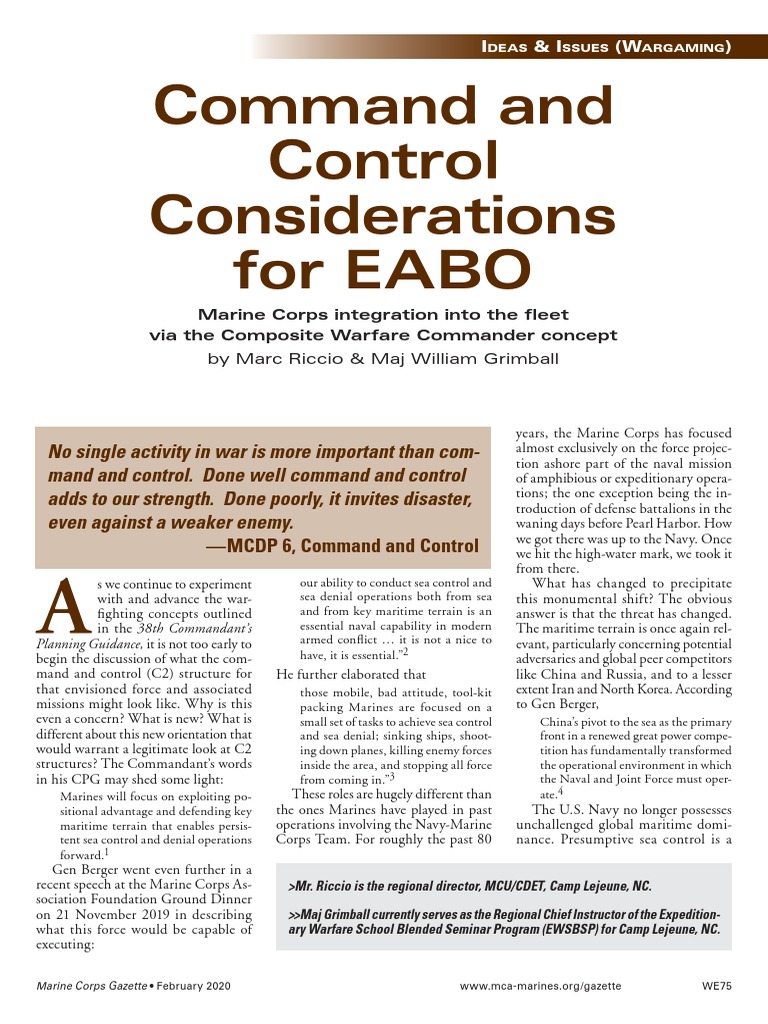 Command and Control Considerations For EABO | PDF | Navies | United ...