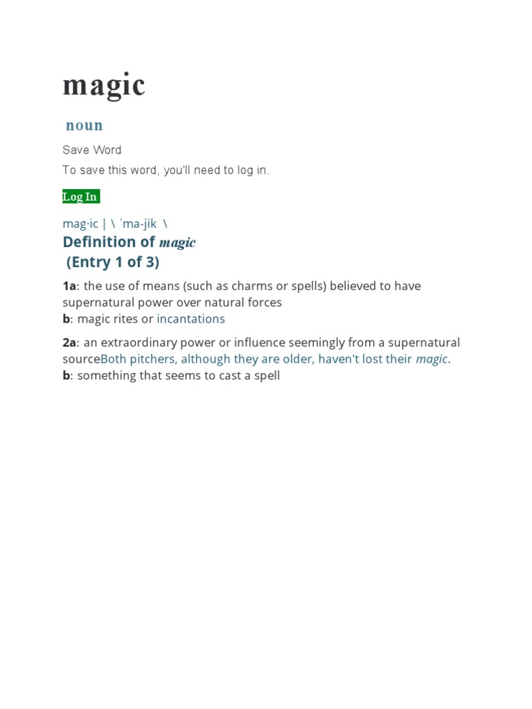 Magic: Definition of Magic (Entry 1 of 3) | PDF