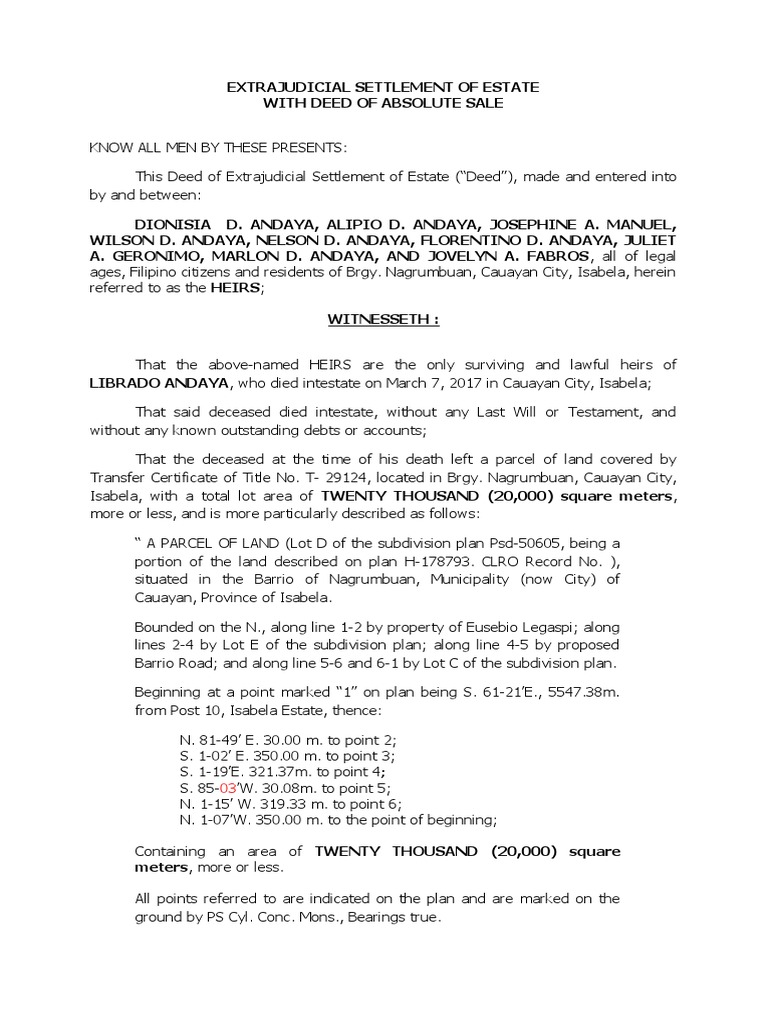 Ejs With Sale Andaya | PDF | Deed | Common Law