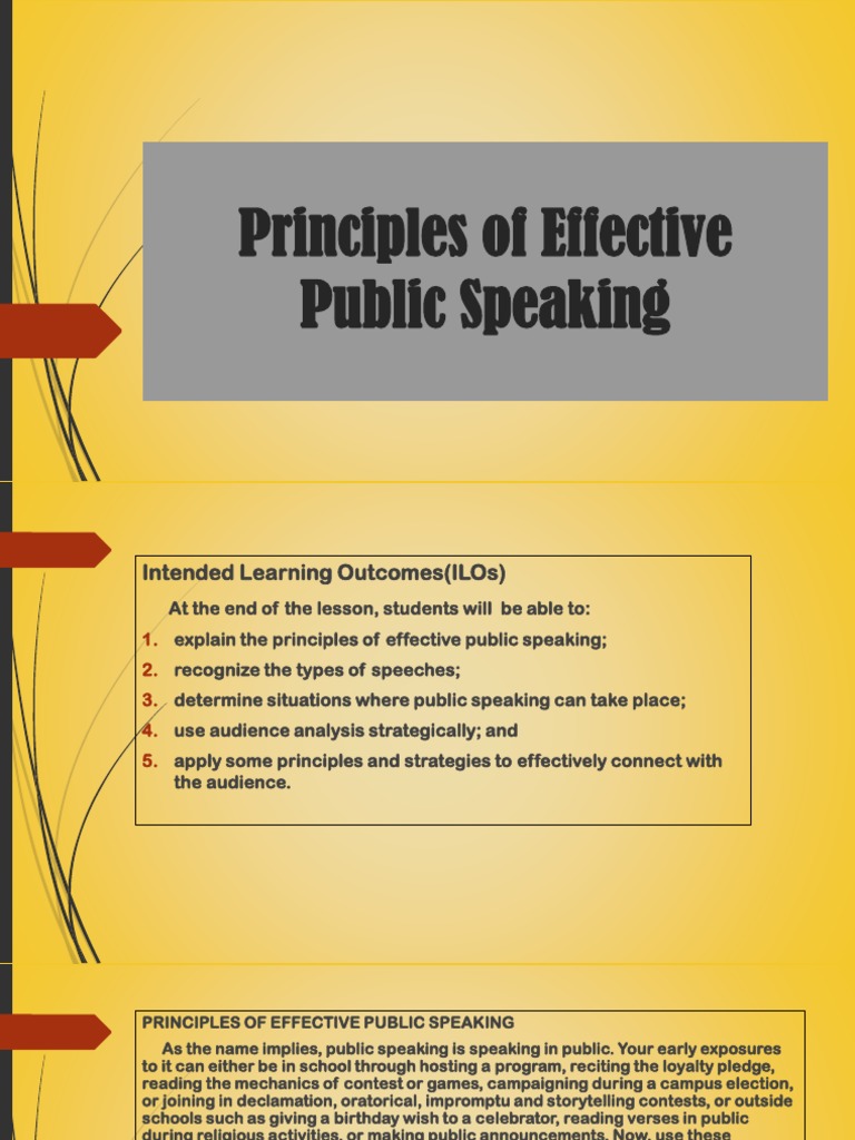 Principles of Effective Public Speaking | PDF | Public Speaking | Cognition