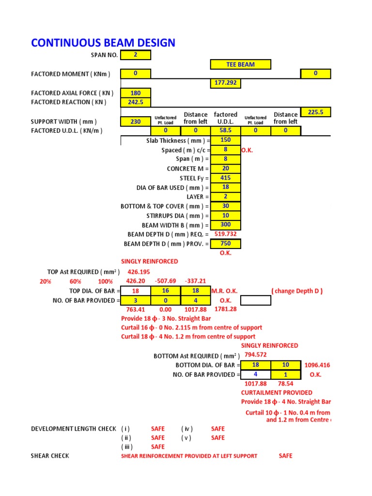 Continuous Beam Ductile Design | PDF | Beam (Structure) | Materials