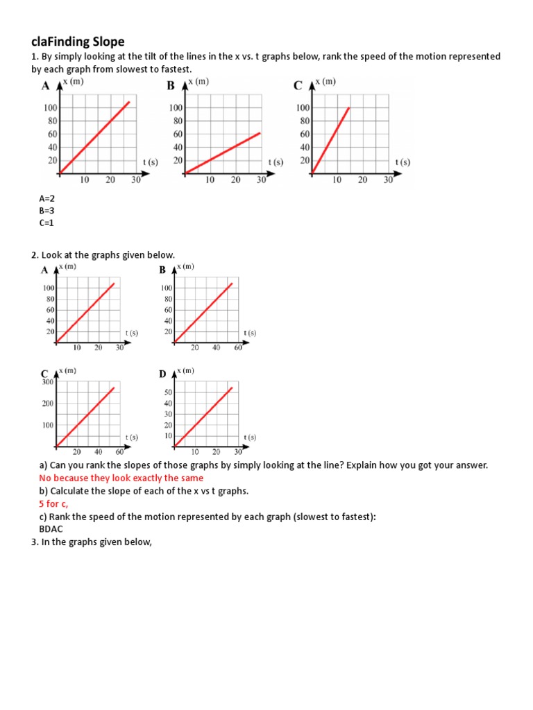 Calculating Speed From A Position-Time Graph | PDF