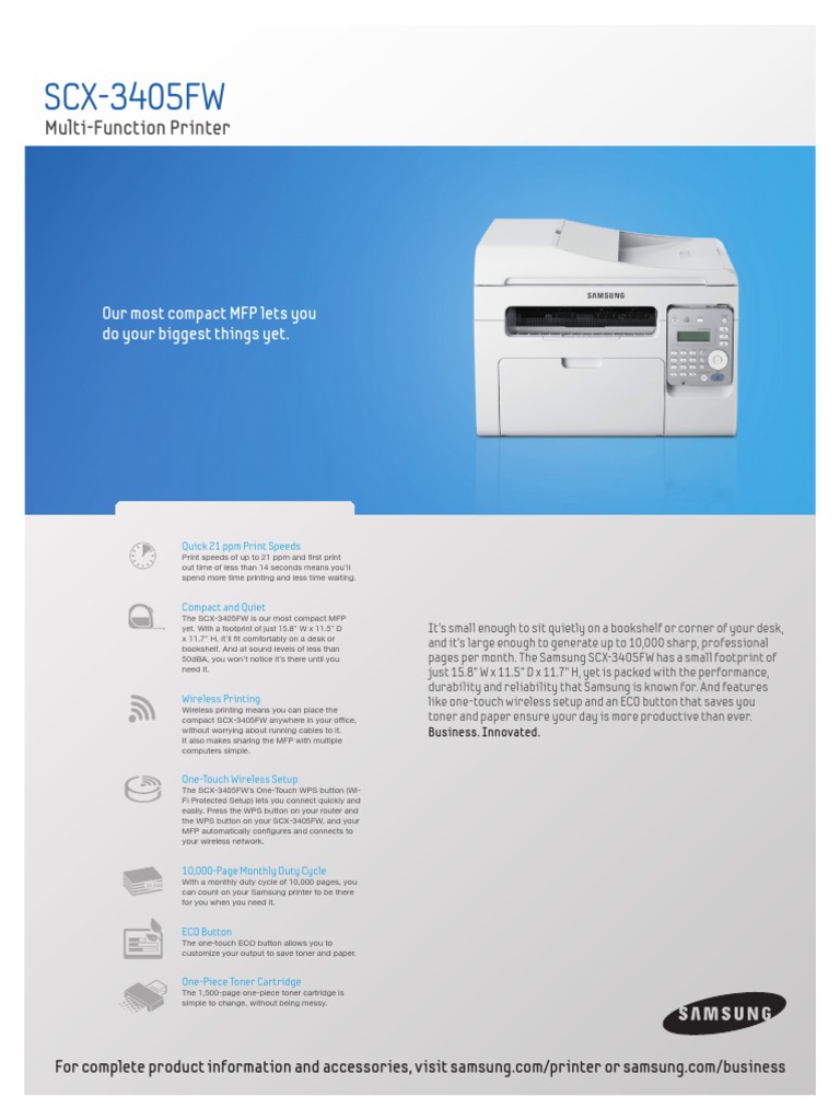 SCX-3405FW: Multi-Function Printer | PDF | Printer (Computing) | Fax