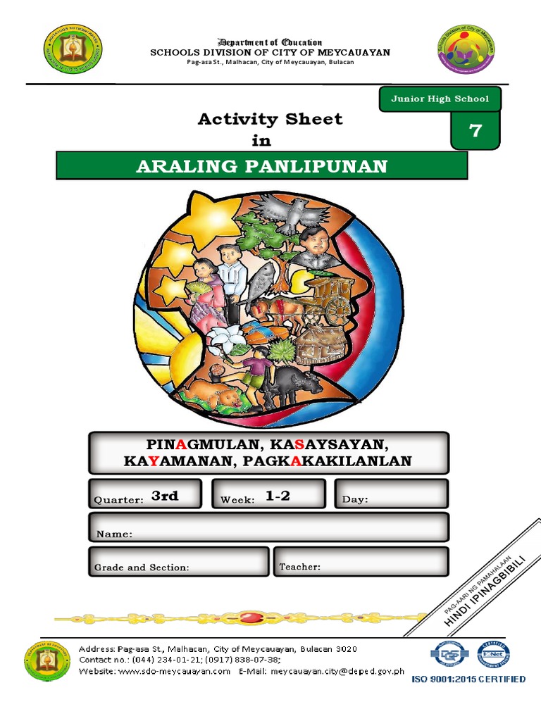 Araling Panlipunan 7: Activity Sheet in | PDF