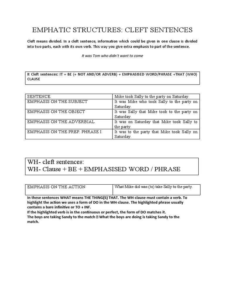 Emphatic Structures | PDF | Clause | Verb