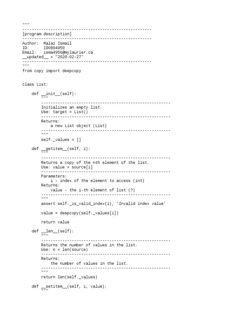 List Array - Py | PDF | Parameter (Computer Programming) | Boolean Data ... List Array - Py | PDF | Parameter (Computer Programming) | Boolean Data ...