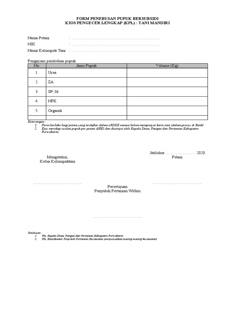 Form Pupuk Bersubsidi | PDF | Kesehatan Holistik