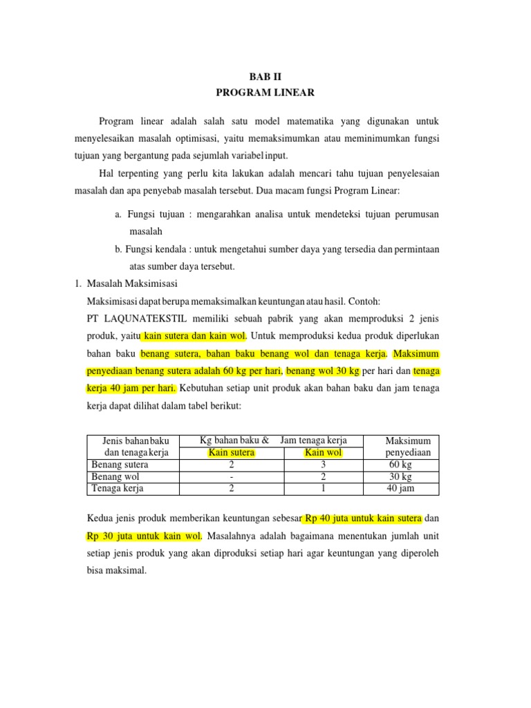 Program Linear Edited | PDF | Metode & Bahan Ajar