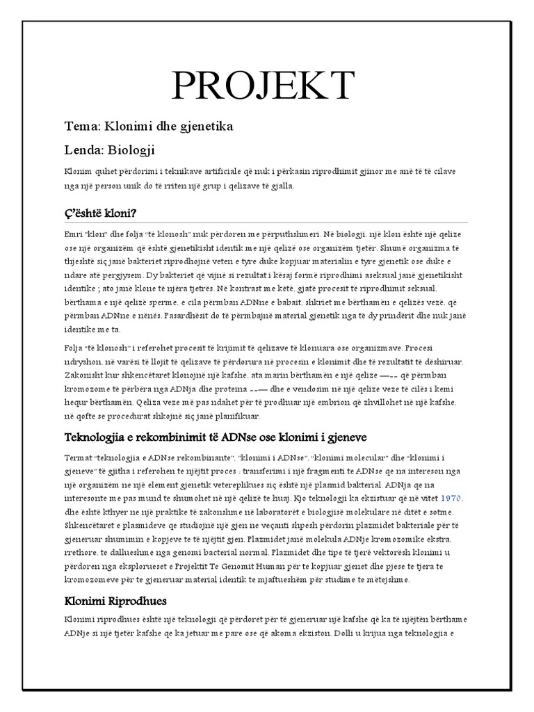 Klonimi Dhe Gjenetika | PDF
