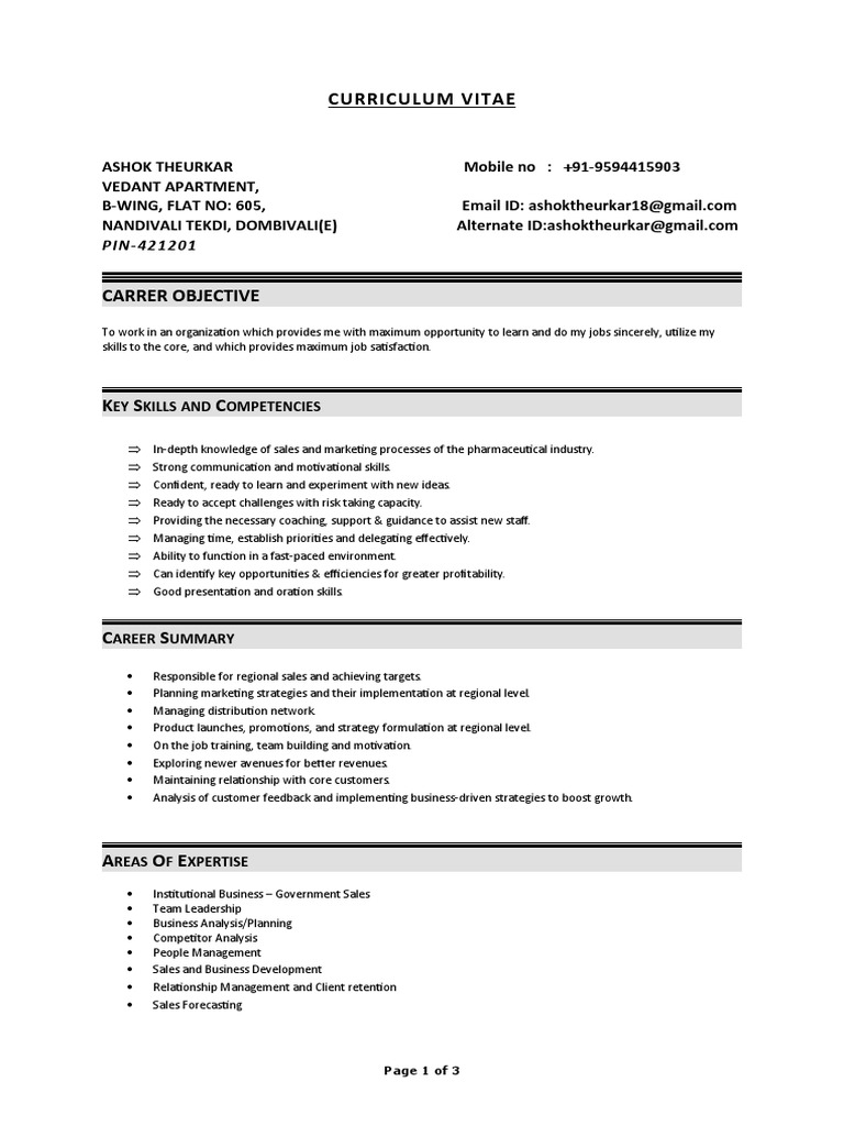 Curriculum Vitae: EY Kills AND Ompetencies | PDF | Sales | Marketing