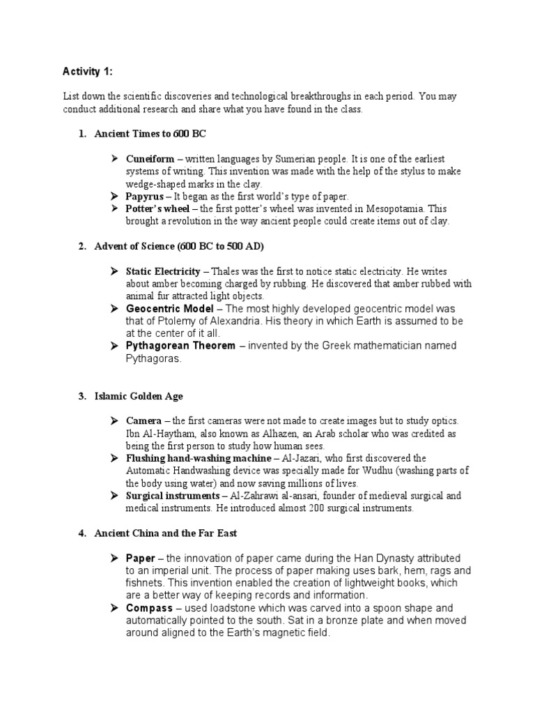 STS Activity 1 | PDF | Science