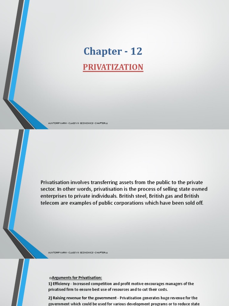 Chapter - 12: Privatization | PDF | Privatization | Economics