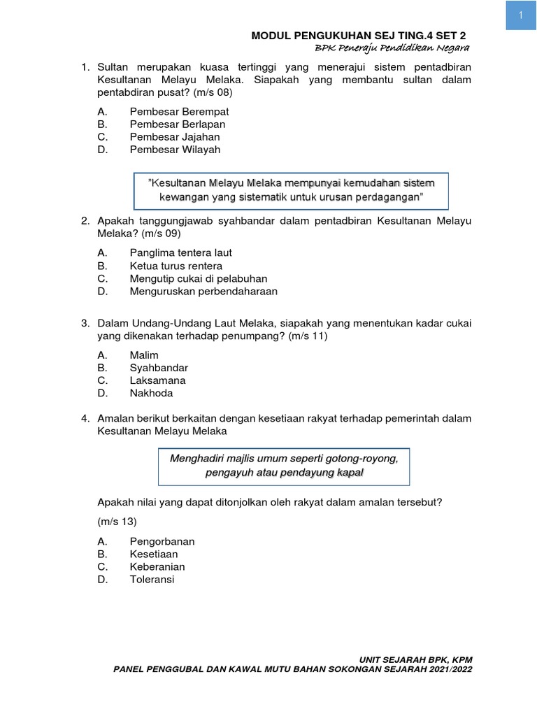 Set 2 Modul Pengukuhan SPM Objektif Tingkatan 4 | PDF