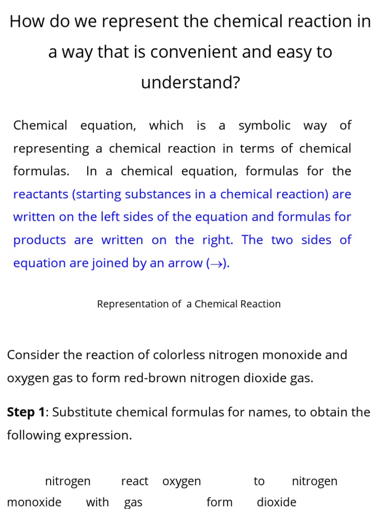 How Do We Represent The Chemical Reaction in A Way That Is Convenient ...