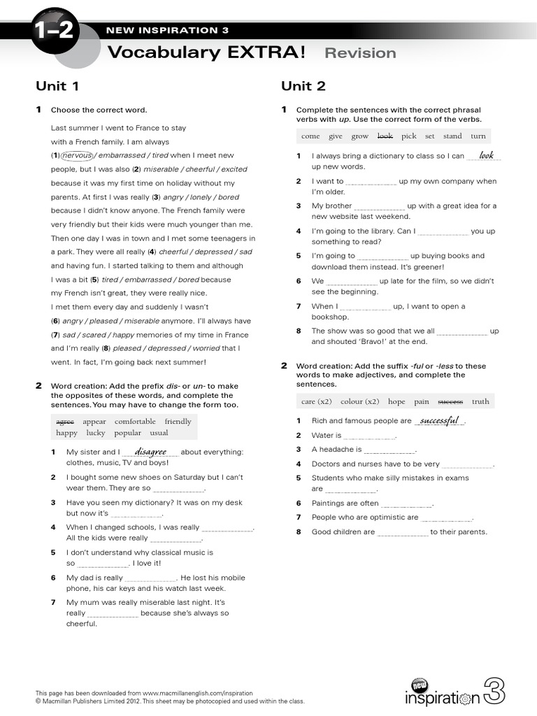 Vocabulary EXTRA!: Unit 1 Unit 2 | PDF | Grammar | Linguistic Morphology