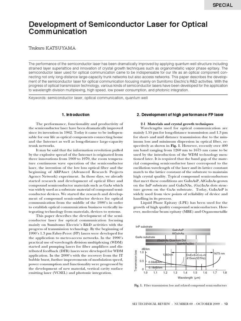 Development of Semiconductor Laser For Optical | PDF | Wavelength ...