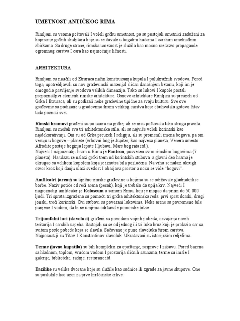 Umetnost Antičkog Rima | PDF