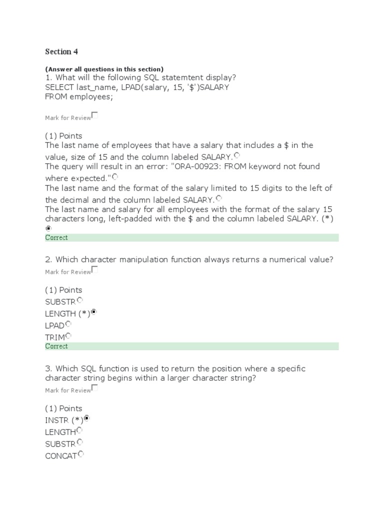 Oracle Database Programming - Section 4 | PDF | Databases | Sql